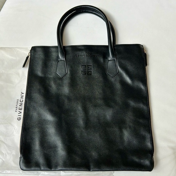Givenchy | Bags | Givenchy Parfum Black Faux Leather Tote Bag Wside ...